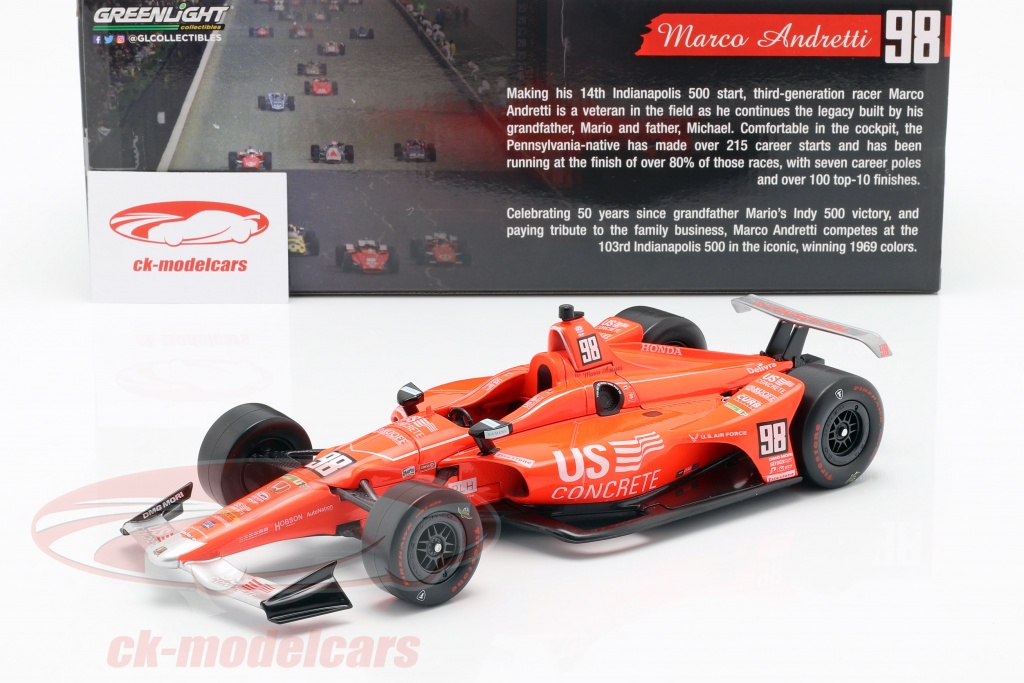 Greenlight 1:18 Marco Andretti Honda #98 Indy 500 Indycar Series 2019 ...