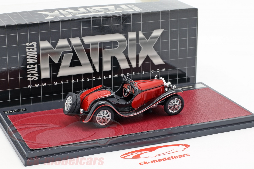 Matrix 1:43 Bugatti T55 Roadster year 1932 red / black MX40205-072 ...