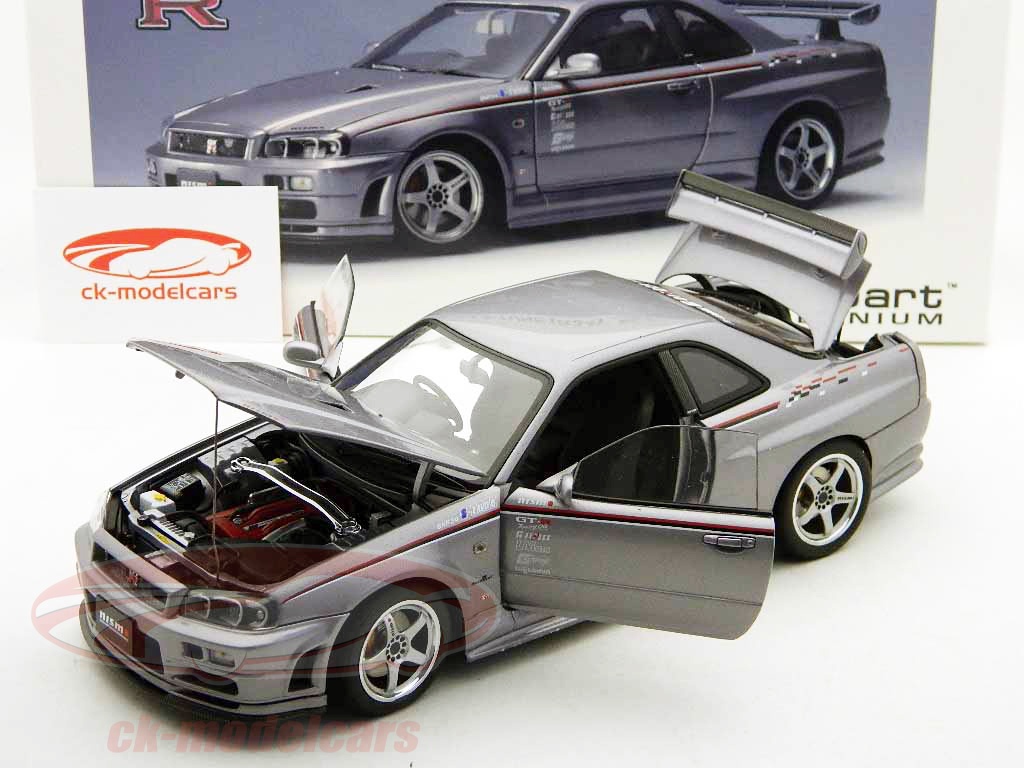 AUTOart 1:18 Nissan Skyline GT-R R-Tune (R34) athlete silver 77358 model car 77358 674110773583