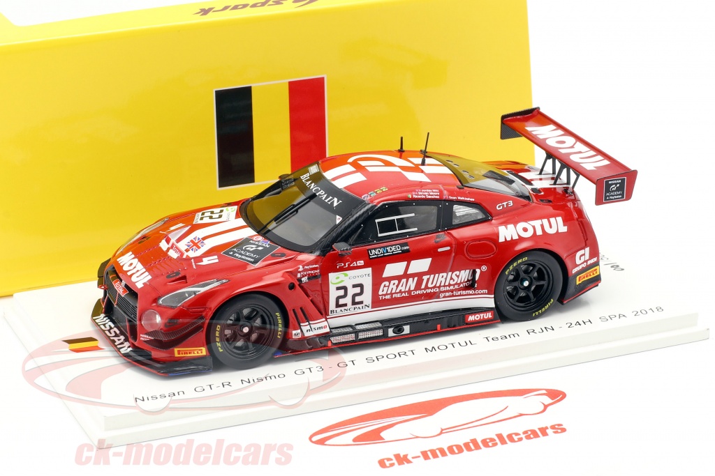 Spark 1:43 Nissan GT-R Nismo GT3 #22 24h Spa 2018 Moore, Sanchez, Walkinshaw, Witt SB217 model ...