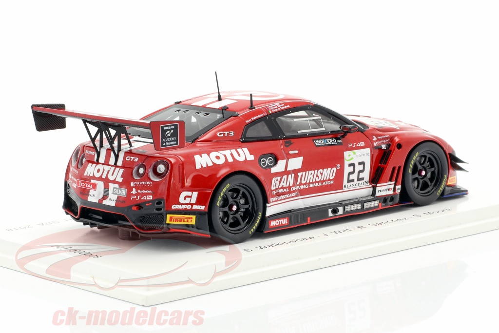 Spark 1:43 Nissan GT-R Nismo GT3 #22 24h Spa 2018 Moore, Sanchez, Walkinshaw, Witt SB217 model ...