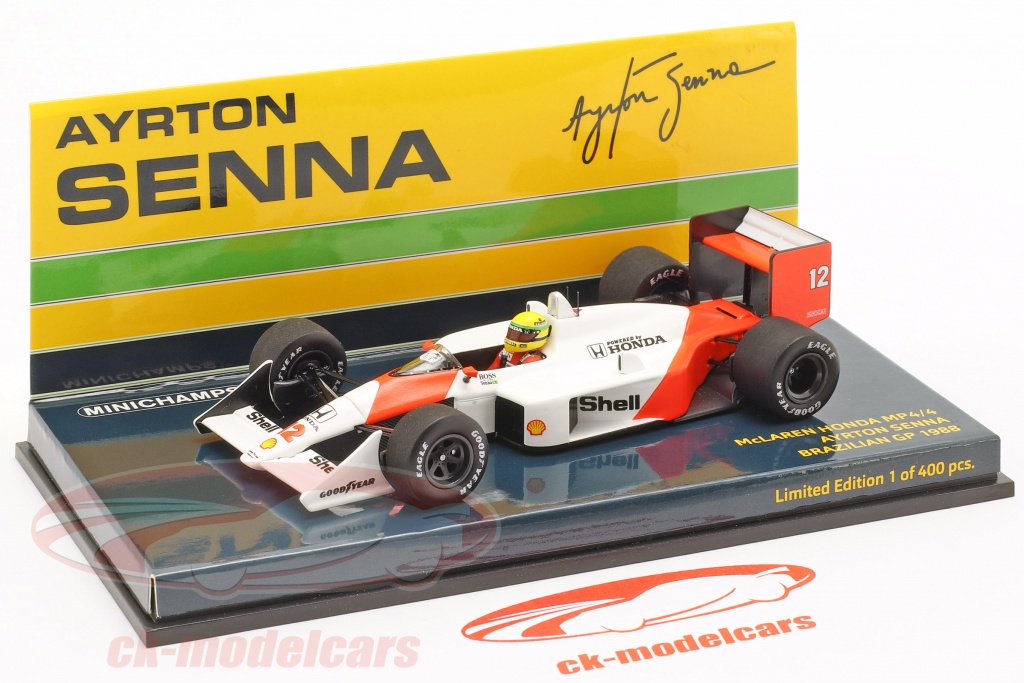 Minichamps 1:43 Ayrton Senna McLaren MP4/4 #12 brasileiro GP campeão do mundo F1 1988 547884112 ...