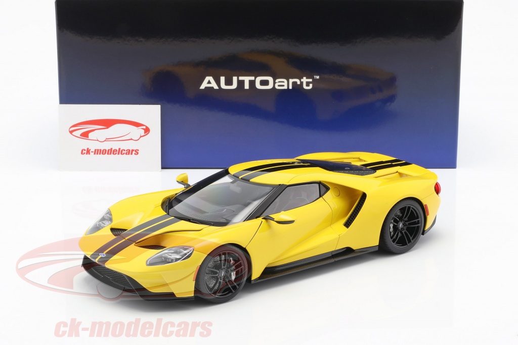 AUTOart 1:18 Ford GT Bouwjaar 2017 triple geel met zwart strepen 72944 ...