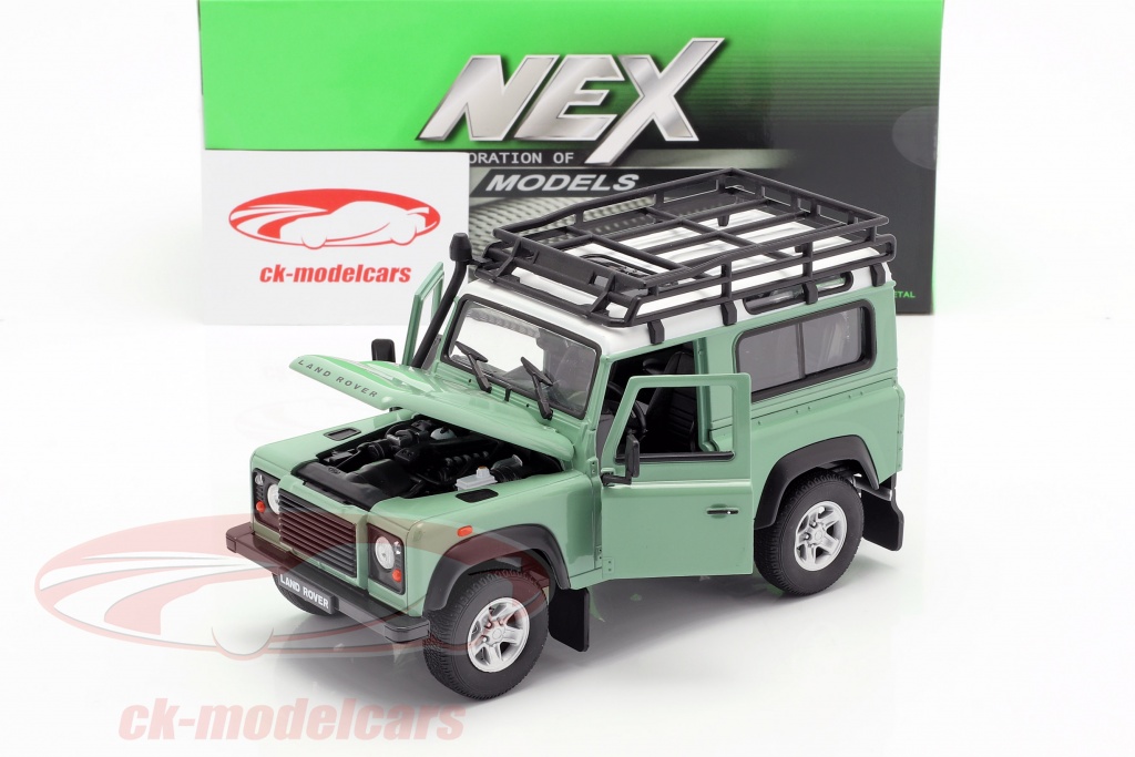 Welly 1:24 Land Rover Defender met dak rek groen / wit 22498SPgnw model ...