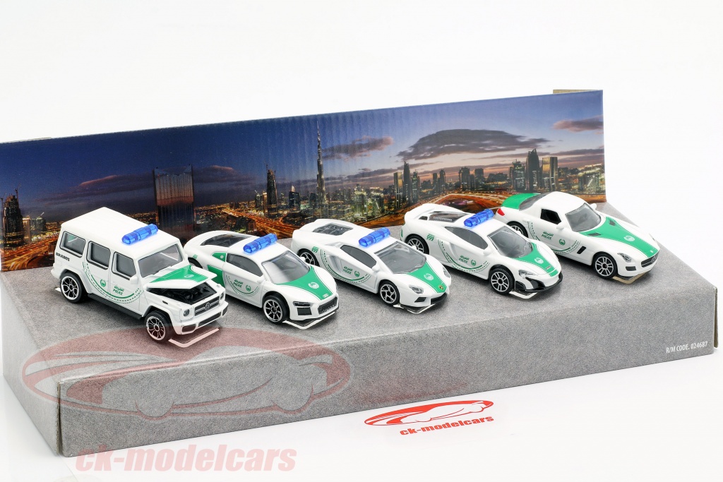 Majorette 1:64 5-Car Set Dubai Police 白 / グリーン 212053163047 モデル 車 ...