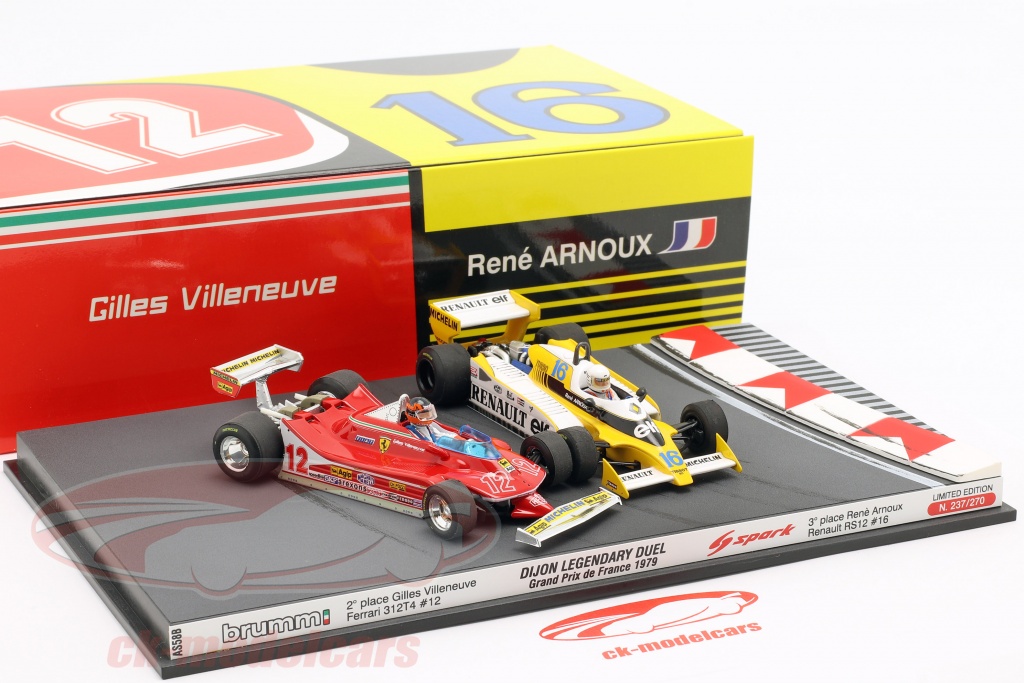 Brumm 1:43 2-Car Set Ferrari 312T4 & Renault RS12 French GP F1 1979 ...
