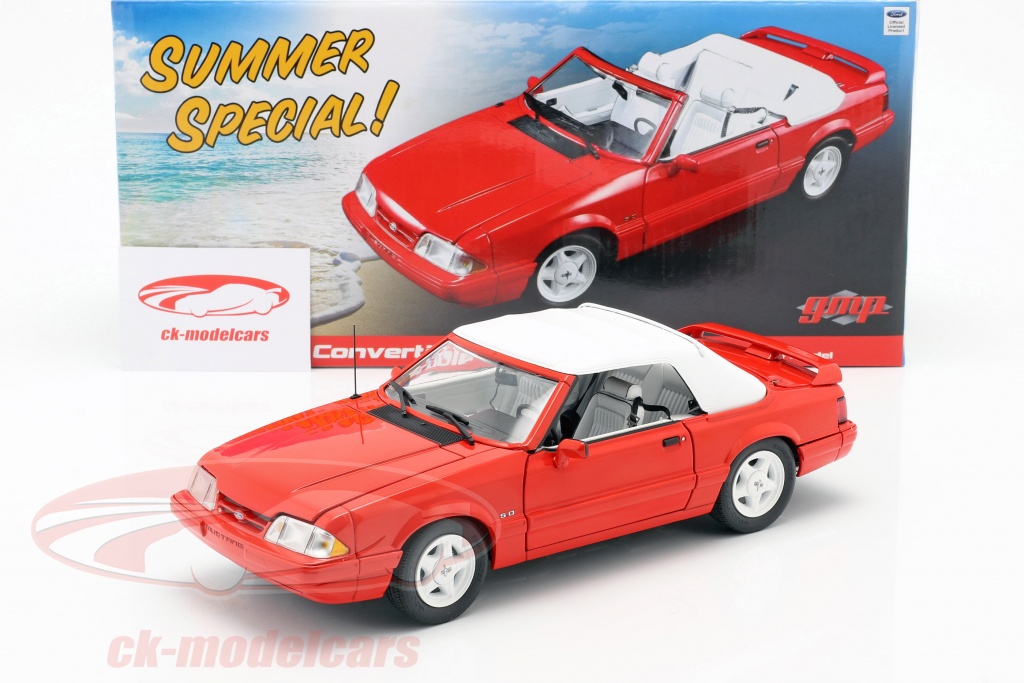 GMP 1:18 Ford Mustang LX Convertible Baujahr 1992 rot 18822 Modellauto ...