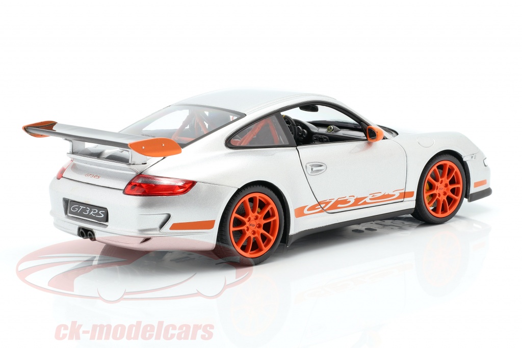 Welly 1:18 Porsche 911 (997) GT3 RS Coupe year 2007 silver grey / orange 18015 model car 18015 ...