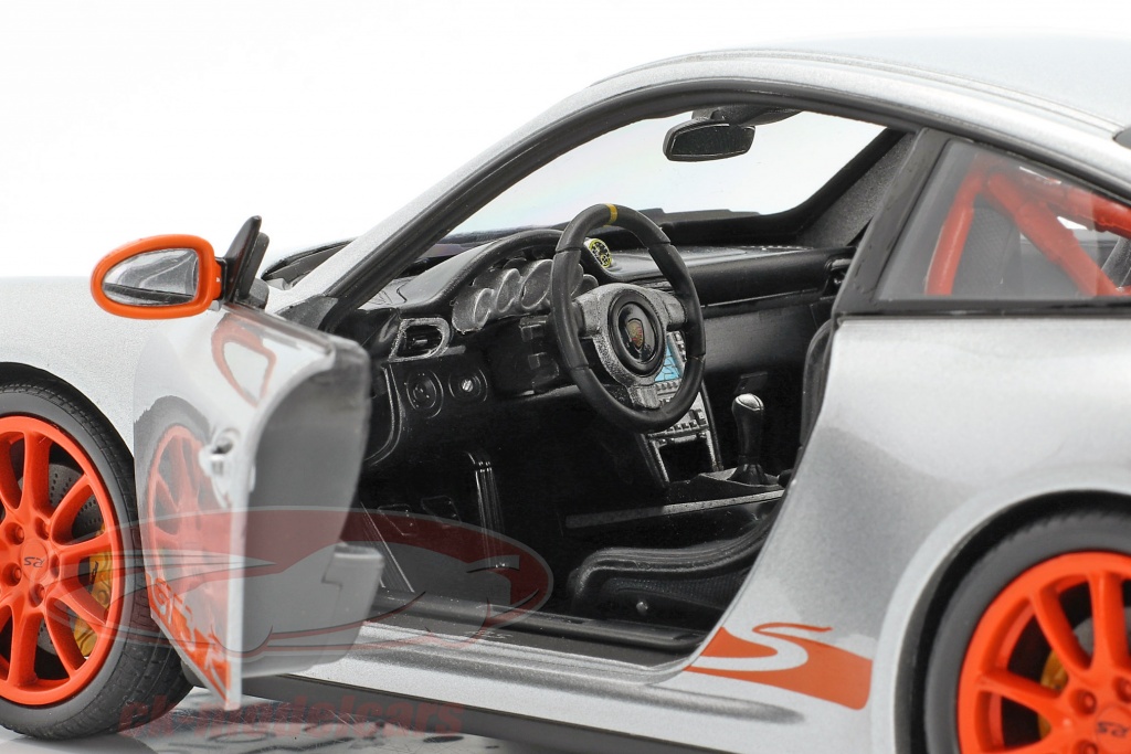 Welly 1:18 Porsche 911 (997) GT3 RS Coupe year 2007 silver grey / orange 18015 model car 18015 ...