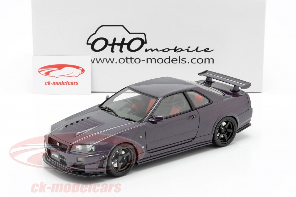Ottomobile 1:18 Nissan Skyline GT-R Nismo Z-Tune (R34) 1998 lila / schwarz OT881 Modellauto ...