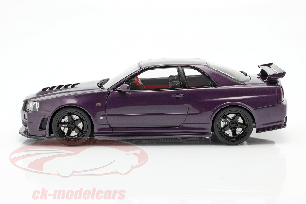 Ottomobile 1:18 Nissan Skyline GT-R Nismo Z-Tune (R34) 1998 lila / schwarz OT881 Modellauto ...