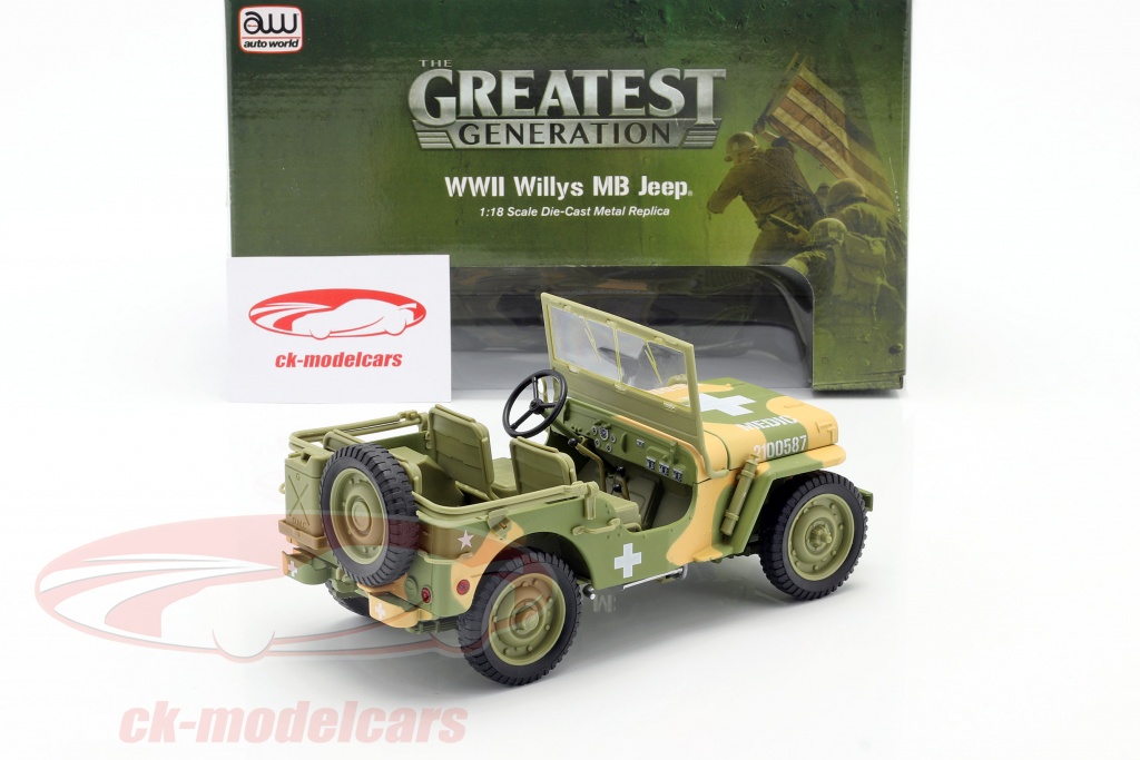 AutoWorld 1:18 Willys MB Medical Jeep 4x4 US Army Bouwjaar 1941 ...