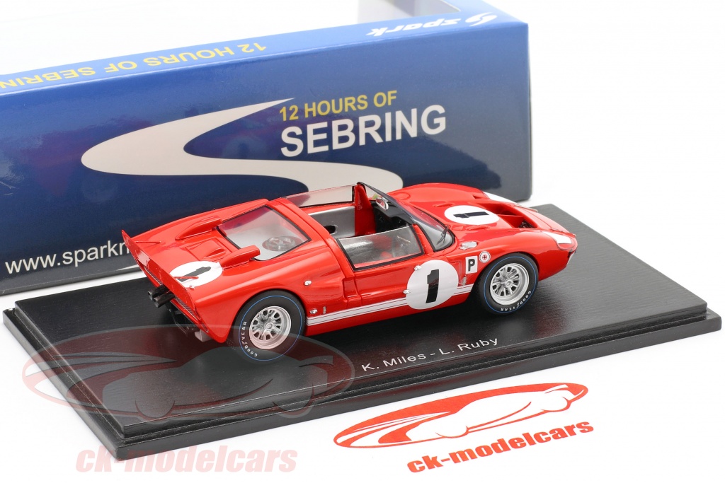 Spark 1:43 Ford GT-X1 #1 winner 12h Sebring 1966 Miles, Ruby 43SE66 ...
