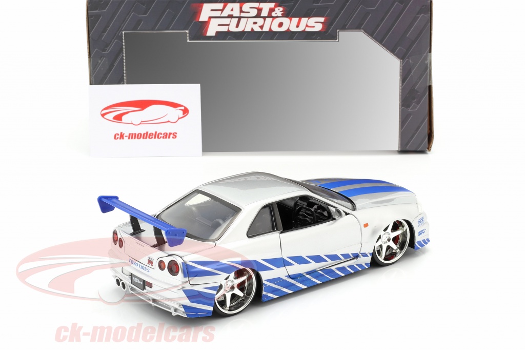 Jadatoys 1:24 Brian's Nissan Skyline GT-R (R34) 电影 2 Fast 2 Furious ...