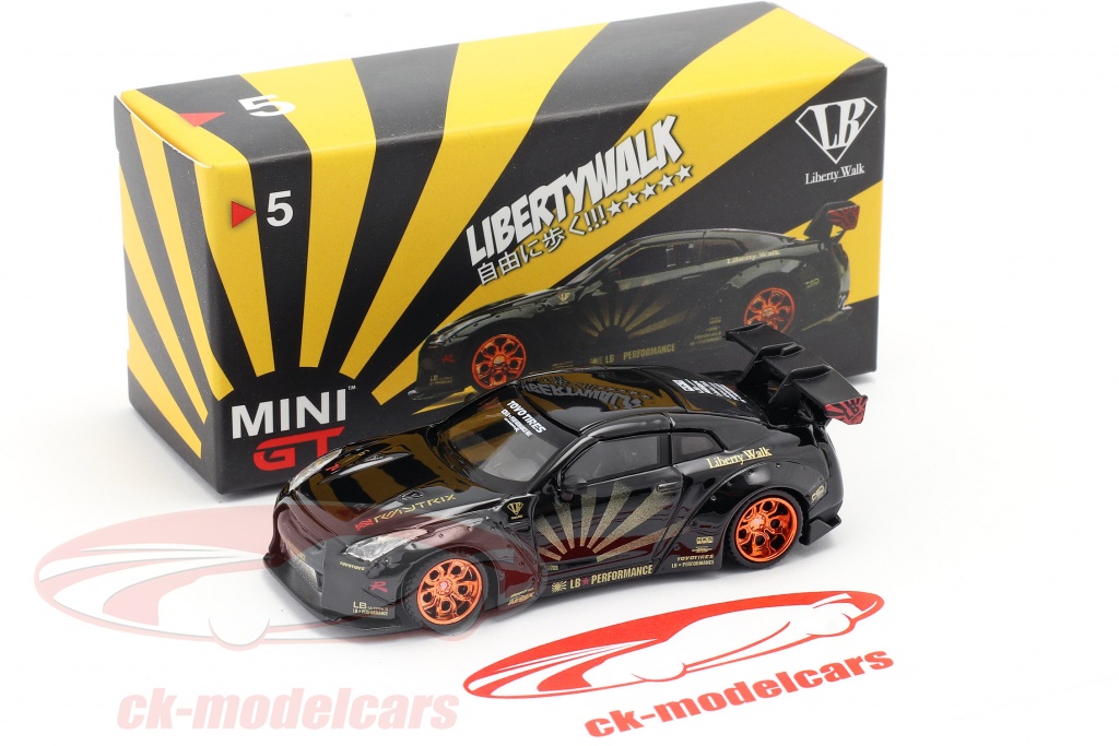 True Scale 1:64 LB-Works Nissan GT-R (R35) Type 1 black / copper rims ...