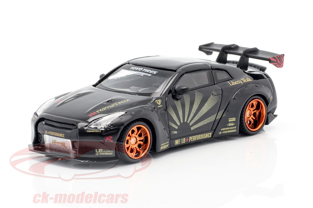 True Scale 1:64 LB-Works Nissan GT-R (R35) Type 1 black / copper rims ...