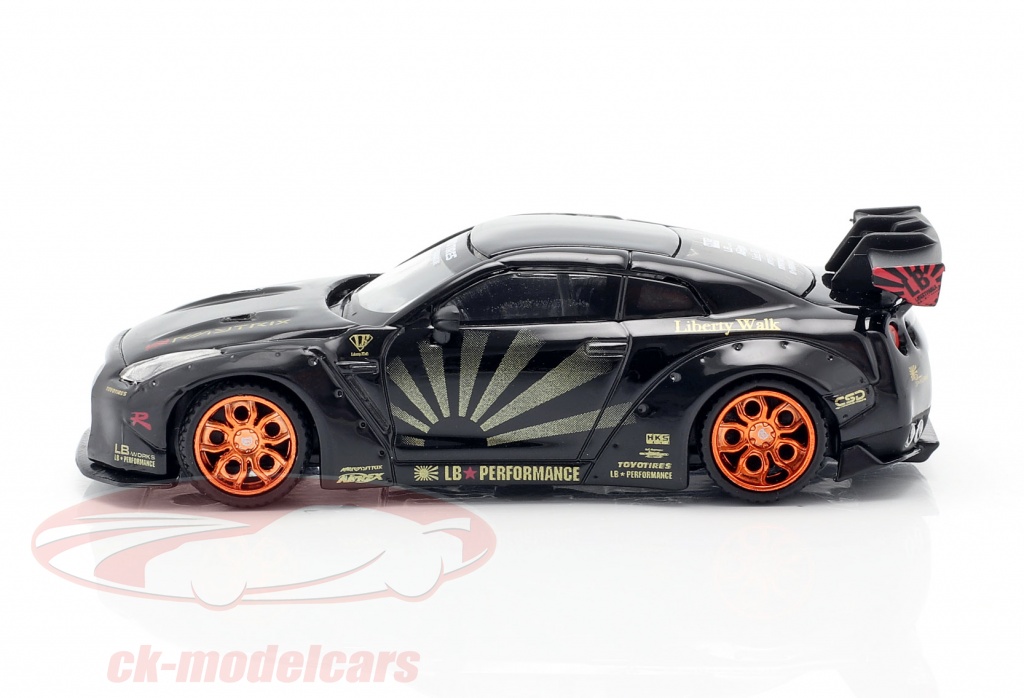 True Scale 1:64 LB-Works Nissan GT-R (R35) Type 1 black / copper rims ...