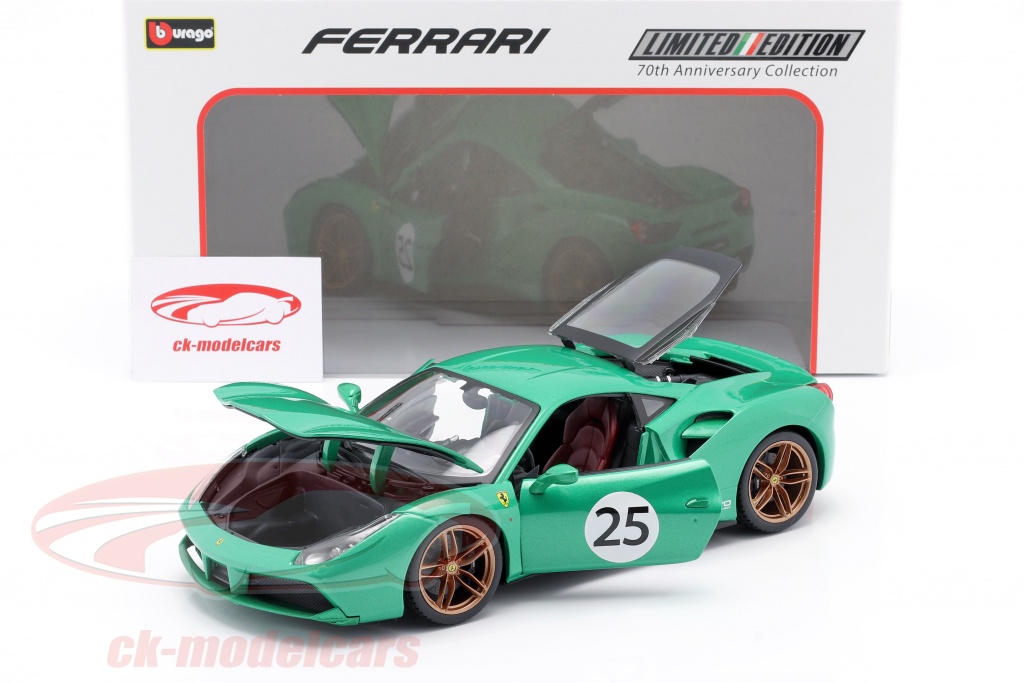 Bburago 1:18 Ferrari 488 GTB #25 The Green Jewel 70e Anniversaire ...