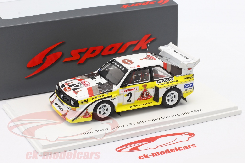 Spark 1:43 Audi Quattro S1 #2 第四名 Rallye Monte Carlo 1986 Röhrl ...