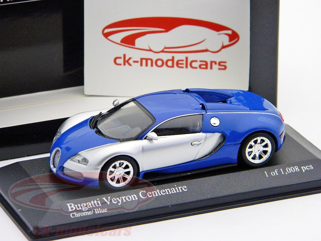 Minichamps 1:43 Bugatti Veyron Centenaire 2009 chrome / blue 400110850 ...