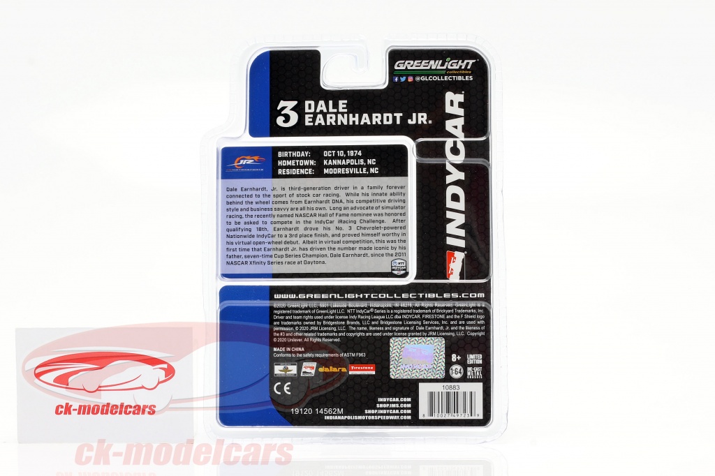 Greenlight 1:64 Dale Earnhardt Jr. Chevrolet #3 Indycar iRacing 2020 ...