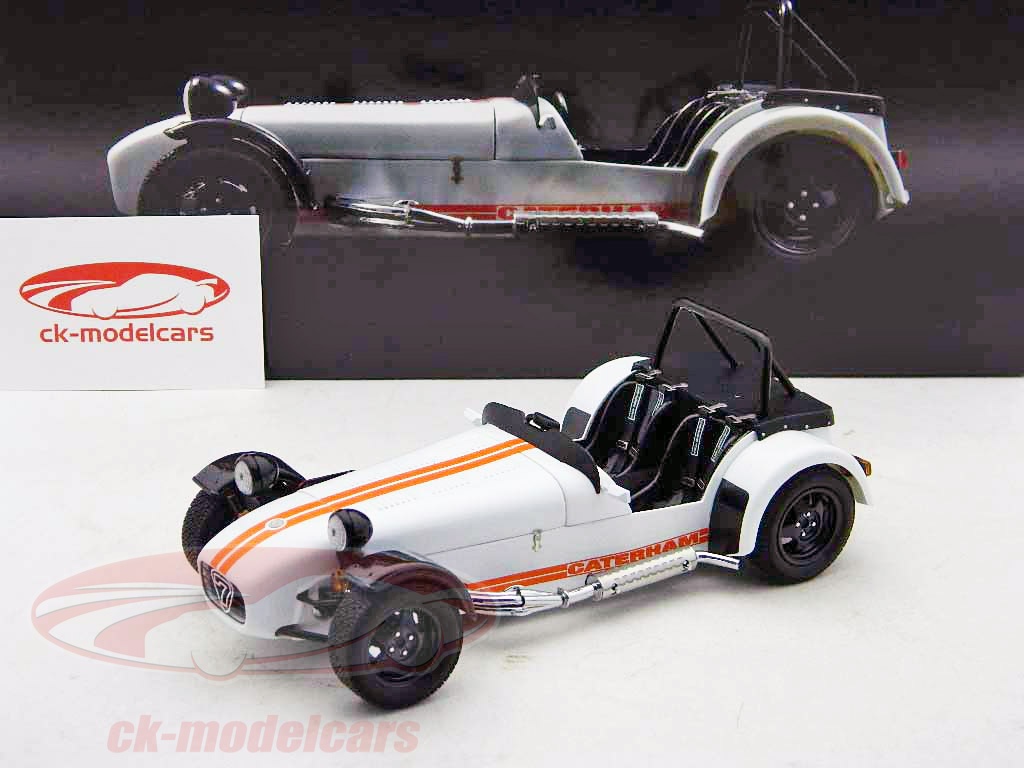 Kyosho 1:18 Caterham Super Seven JPE Bj. 1985 white-orange 08225W model ...