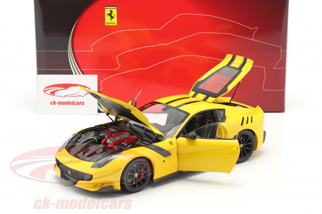 BBR Models 1:18 Ferrari F12 TDF year 2015 yellow with black stripes ...