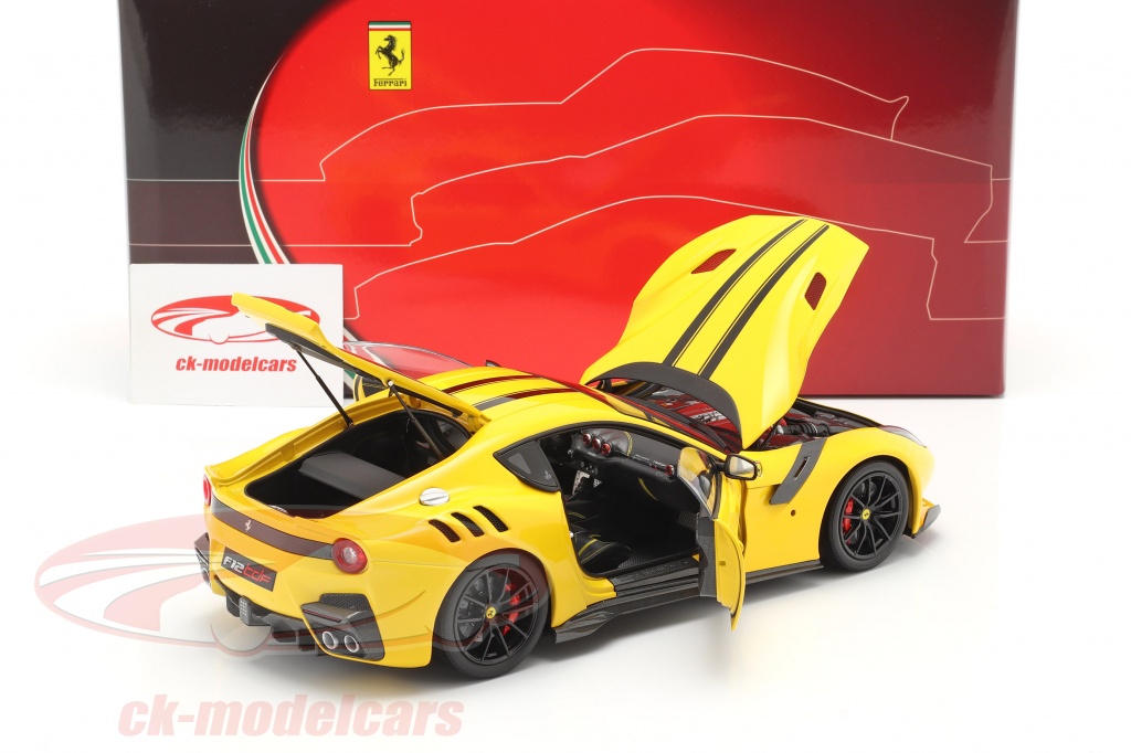 BBR Models 1:18 Ferrari F12 TDF year 2015 yellow with black stripes ...