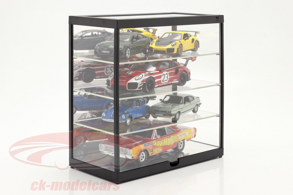 Single showcase with LED lighting and mirror for 1:18 / 1:24 black ...