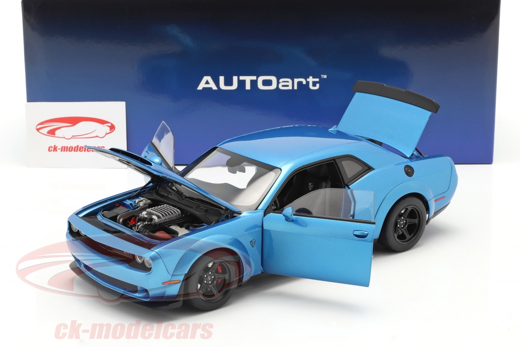 AUTOart 1:18 Dodge Challenger SRT Demon year 2018 blue 71747 model car ...