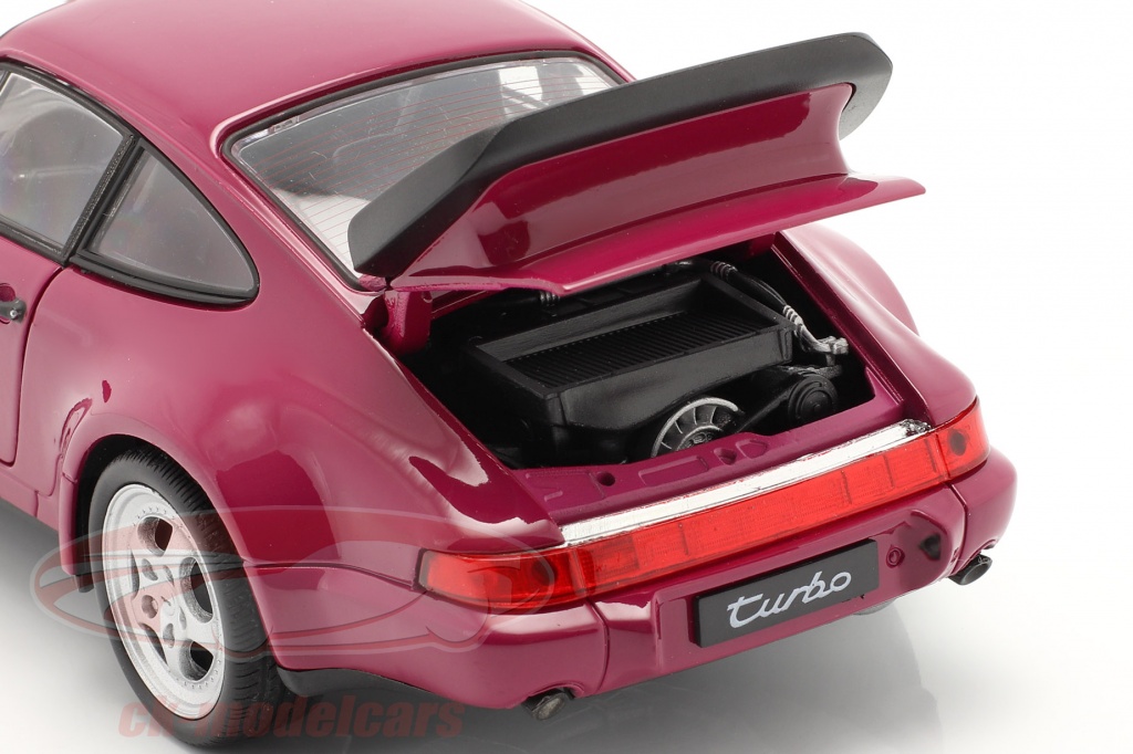 Welly 1:24 Porsche 911 (964) Turbo year 1990 ruby red MAP02493616 model ...