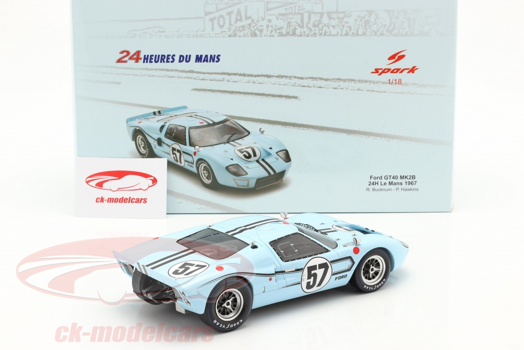 Spark 1:18 Ford GT40 MK2B #57 24h LeMans 1967 Bucknum, Hawkins 18S471 ...