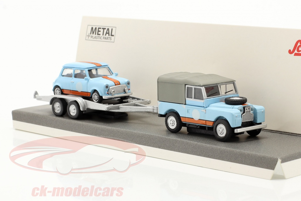 Schuco 1:87 3-Car Set British Racing: Land Rover 88 Met Aanhangwagen en ...