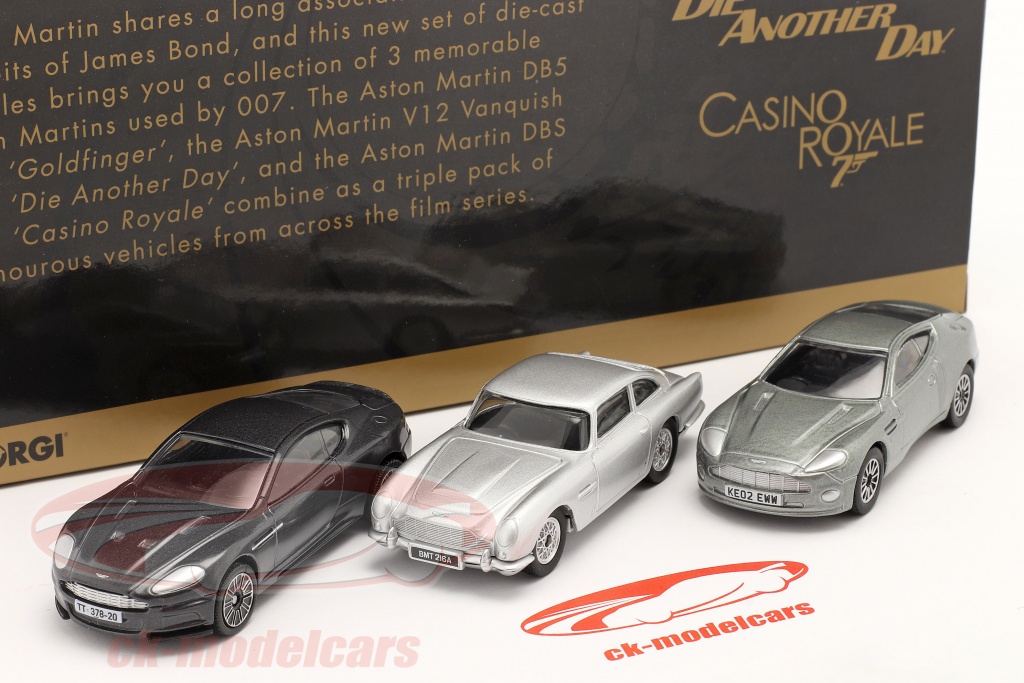 Corgi 1:43 3-Car Set Aston Martin Collection James Bond silver TY99284 ...