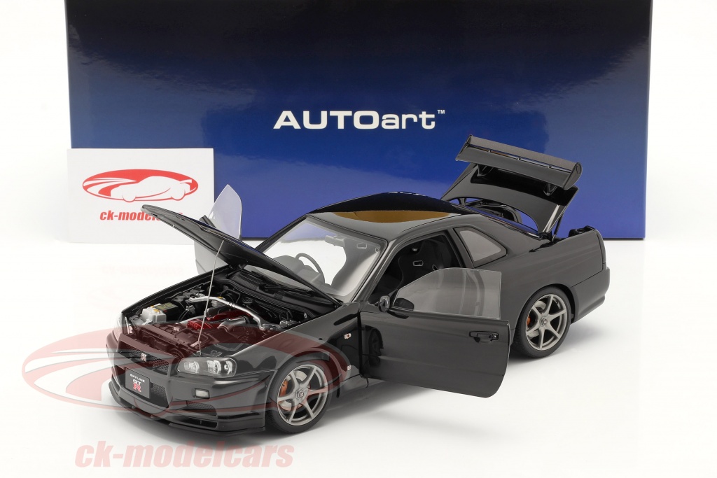 AUTOart 1:18 Nissan Skyline GT-R (R34) V-Spec II Année de construction 2001 perle noire 77407 ...