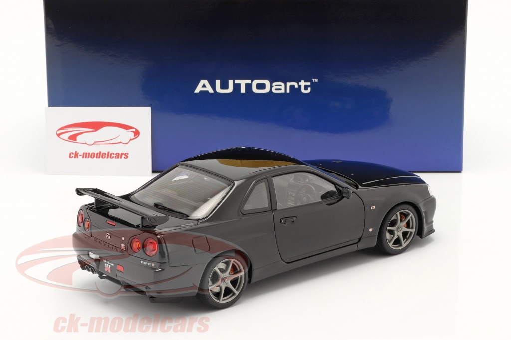 AUTOart 1:18 Nissan Skyline GT-R (R34) V-Spec II Année de construction 2001 perle noire 77407 ...