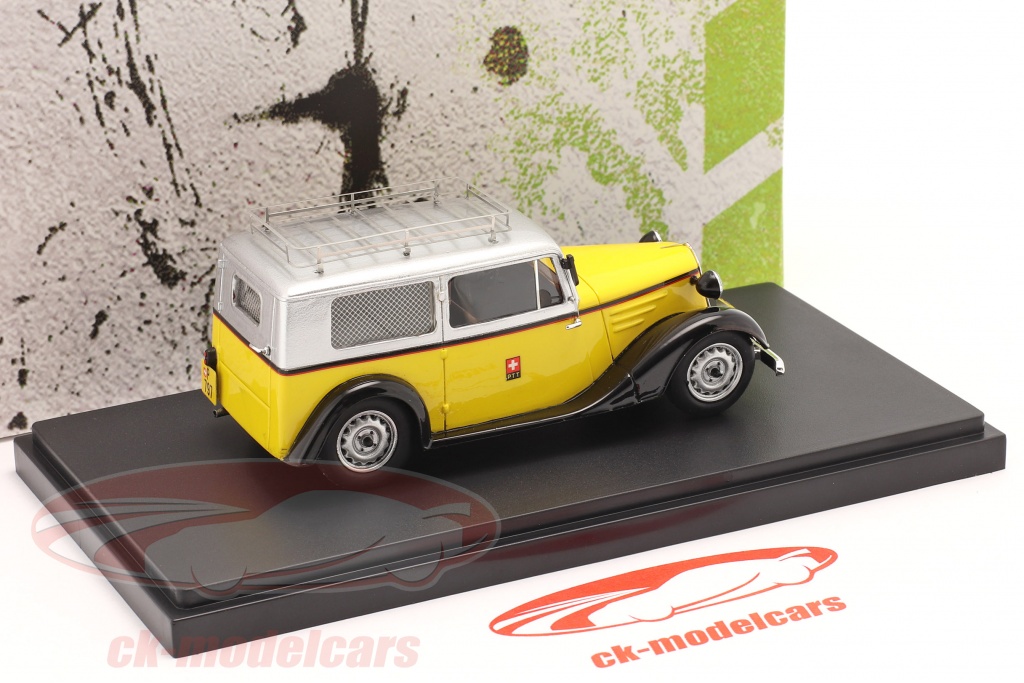 AutoCult 1:43 Tatra 57B Box van PTT year 1947 yellow / silver 08017 ...