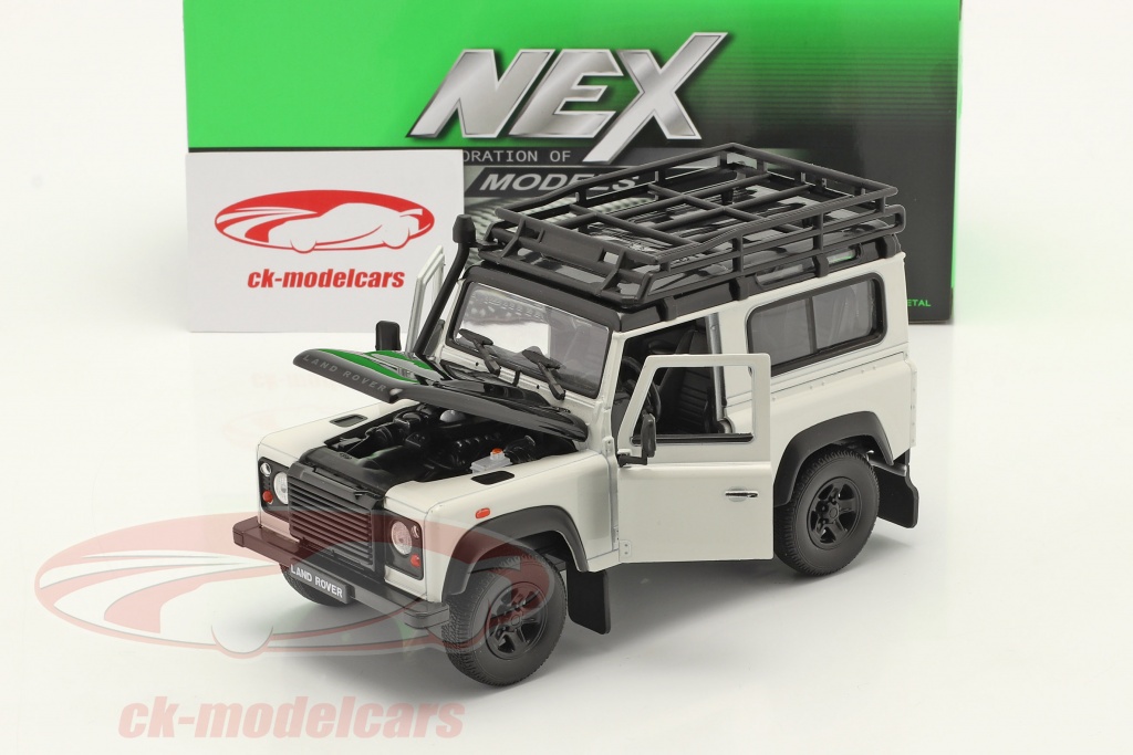 Welly 1:24 Land Rover Defender met dak rek wit / zwart 22498SPW model ...