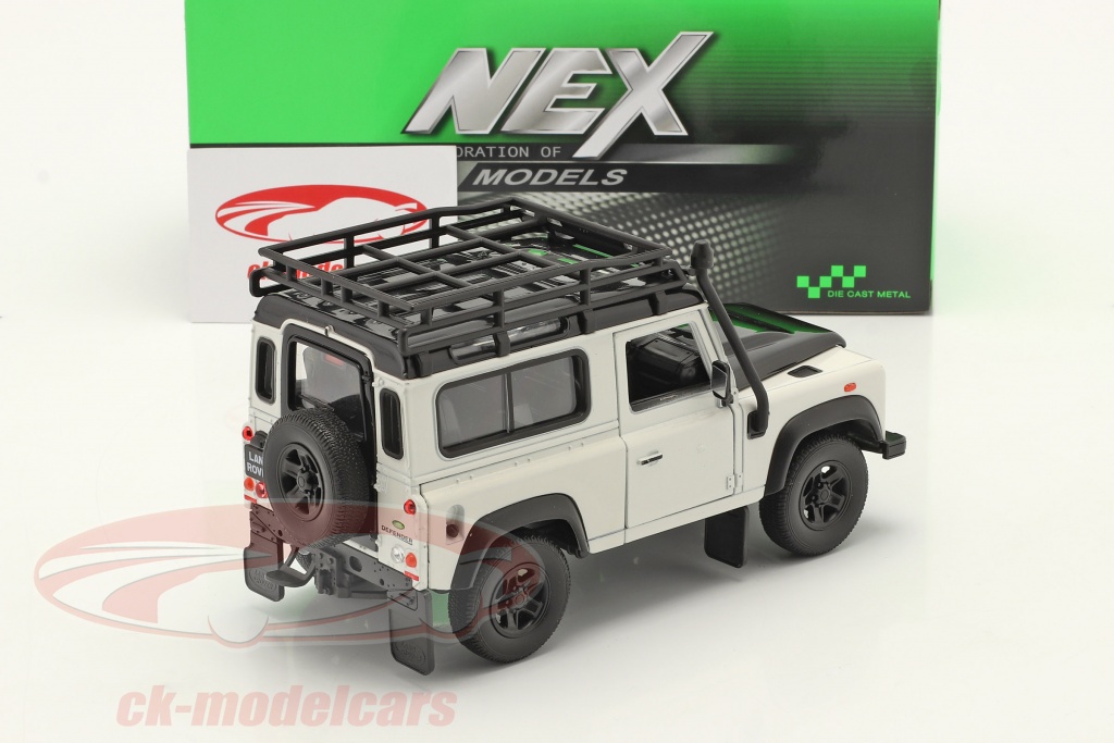 Welly 1:24 Land Rover Defender met dak rek wit / zwart 22498SPW model ...
