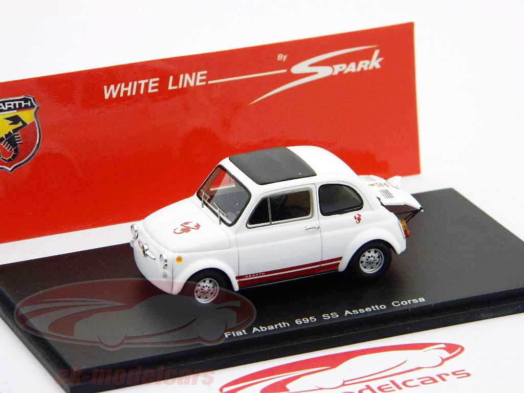 Spark 1:43 Fiat Abarth 695 SS Assetto Corsa white with red sripes S1308 ...