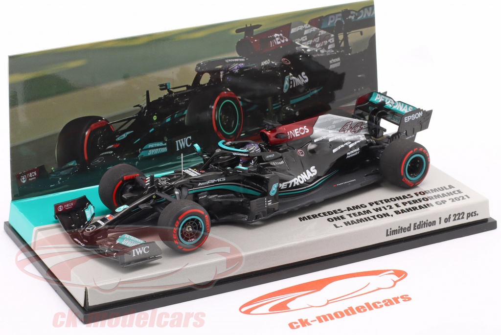 Minichamps 1:43 L. Hamilton Mercedes-AMG F1 W12 #44 Sieger Bahrain GP Formel 1 2021 413210144 ...