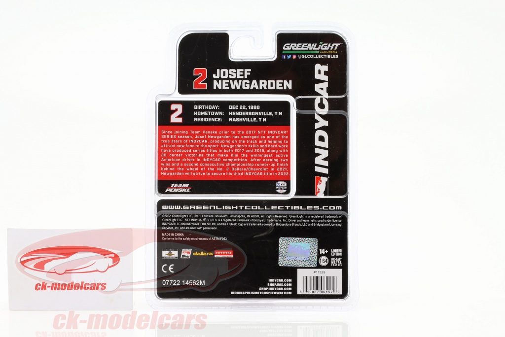 Greenlight 1:64 Josef Newgarden Team Penske #02 IndyCar Series 2022 ...