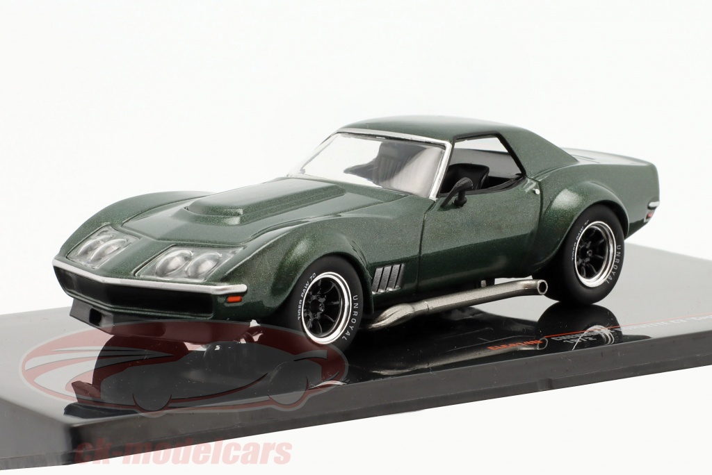 Ixo 1:43 Chevrolet Corvette Custom (C3) 建設年 1972 濃い緑色 メタリック CLC414N モデル ...