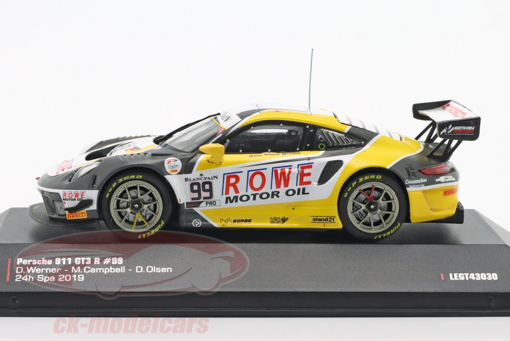 Ixo 1:43 Porsche 911 GT3 R #99 7位 24h Spa 2019 ROWE Racing LEGT43030 ...