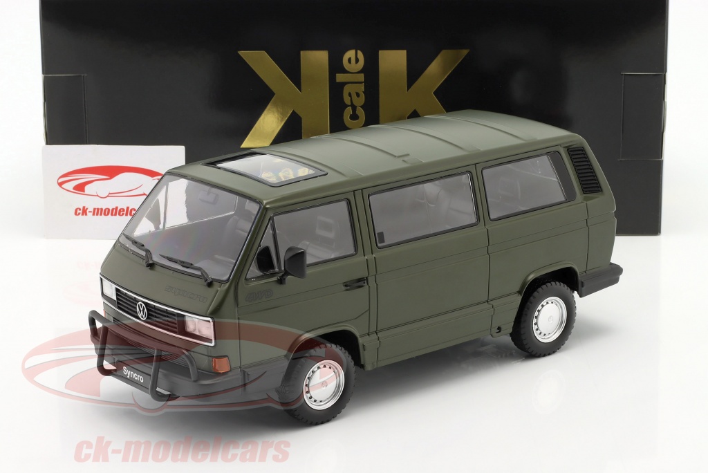 KK-Scale 1:18 Volkswagen VW Bus T3 Syncro Baujahr 1987 matt dunkeloliv KKDC180963 Modellauto ...
