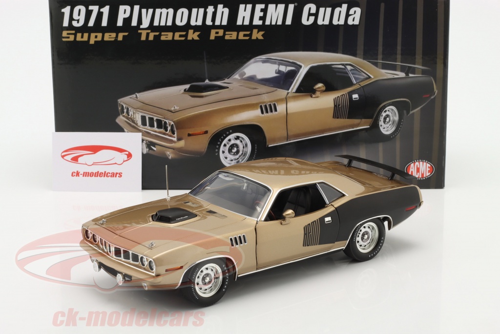 GMP 1:18 Plymouth Hemi Cuda Super Track Pack 1971 brun doré / noir ...