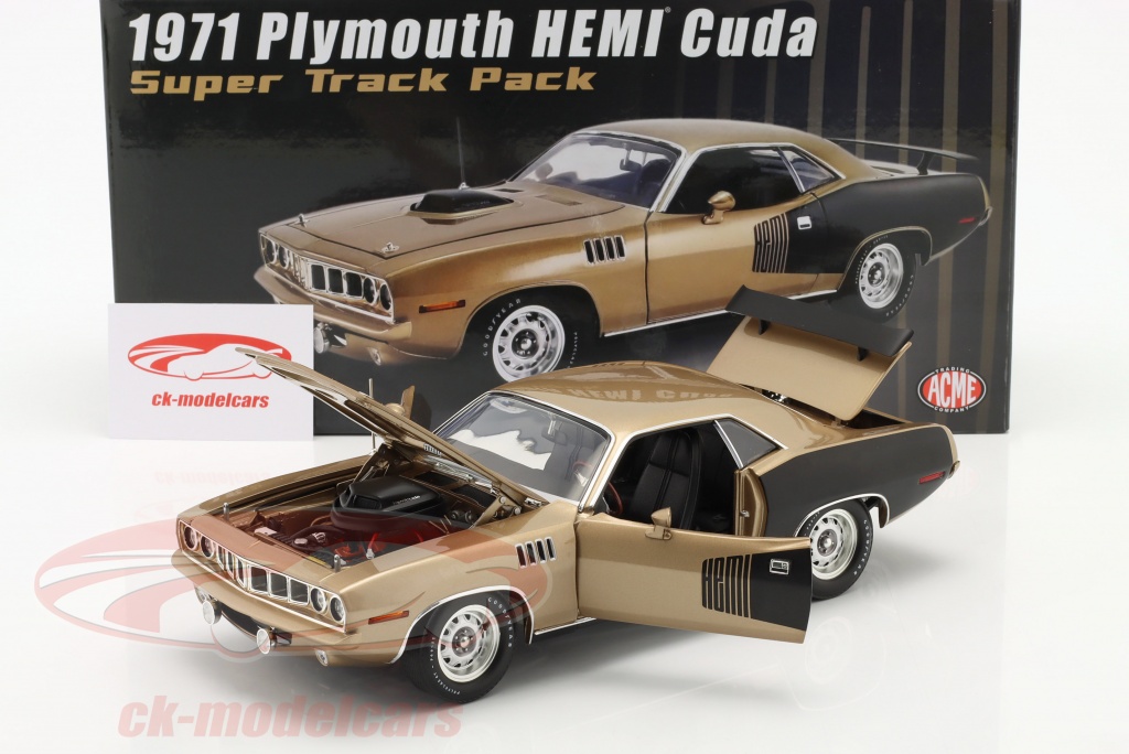 GMP 1:18 Plymouth Hemi Cuda Super Track Pack 1971 marrom dourado ...