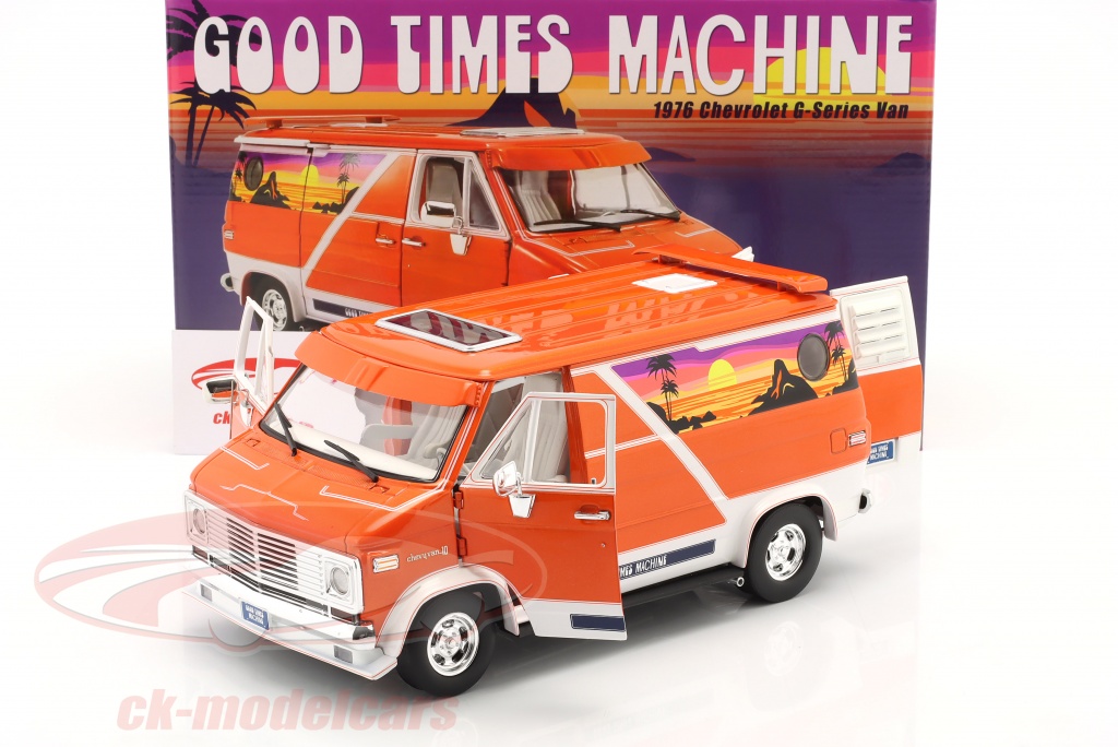 GMP 1:18 Chevrolet G-Series van Good Times Machine 1976 orange A1802100 ...