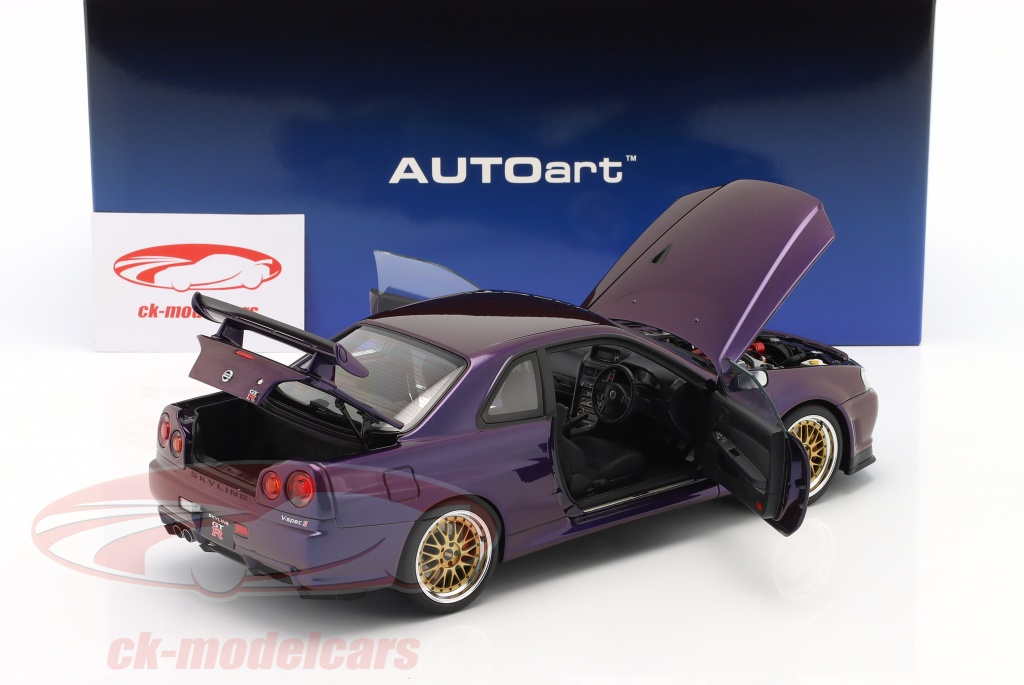 AUTOart 1:18 Nissan Skyline GT-R (R34) V-Spec II year 2002 violet ...