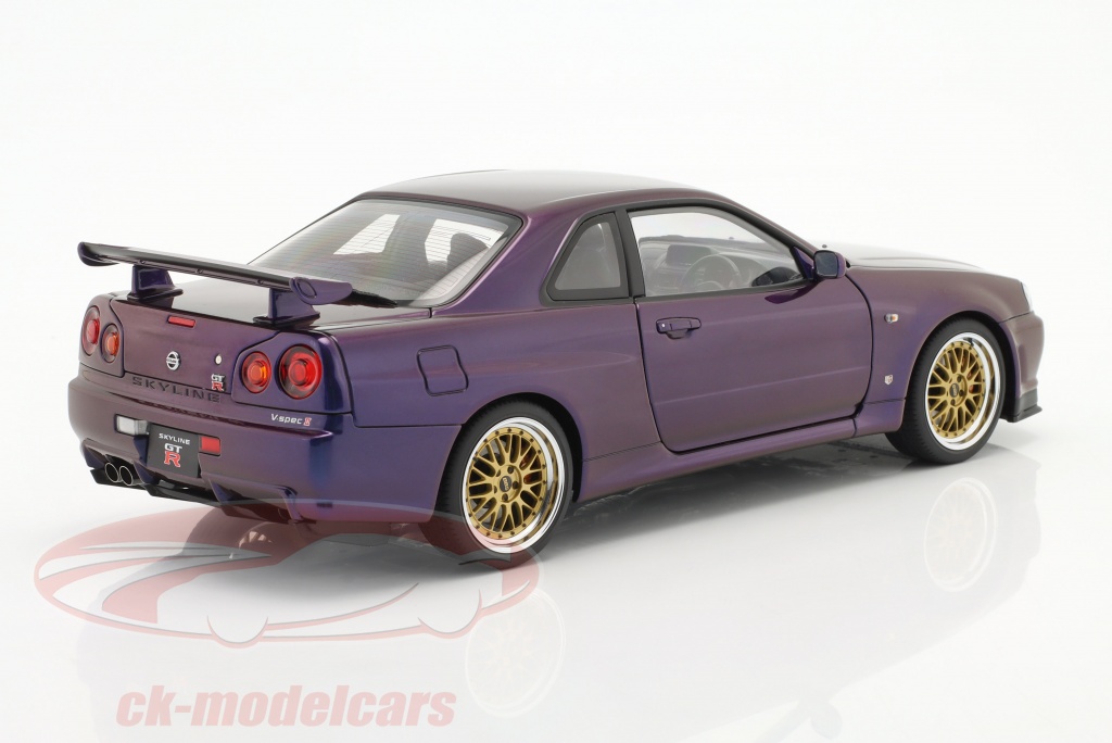AUTOart 1:18 Nissan Skyline GT-R (R34) V-Spec II year 2002 violet metallic 77403 model car 77403 ...